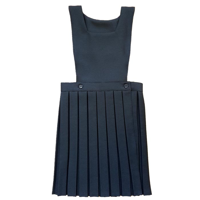 Girls Bib Pinafore All Around Pleat Marton Mills Fabric Navy - ckl.uk.com